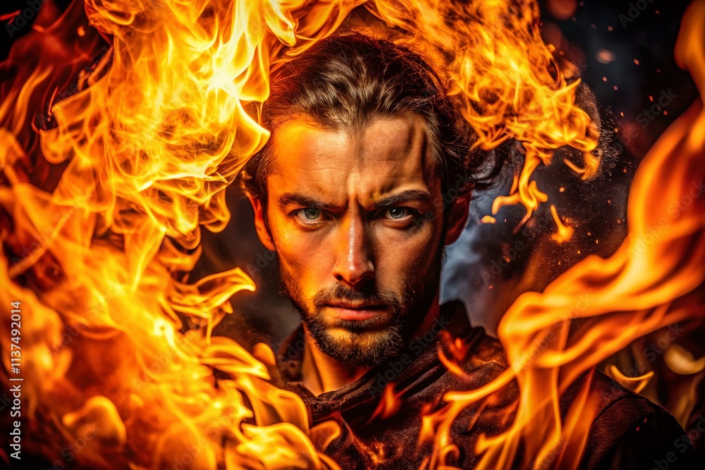 Fiery Combustion: Portrait Photography of Exothermic Reaction, Burning ...