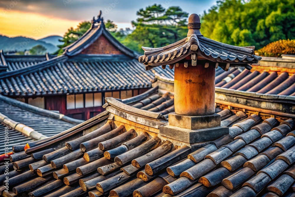 Korean Traditional House Chimney, Old Architecture, Historic Korean ...