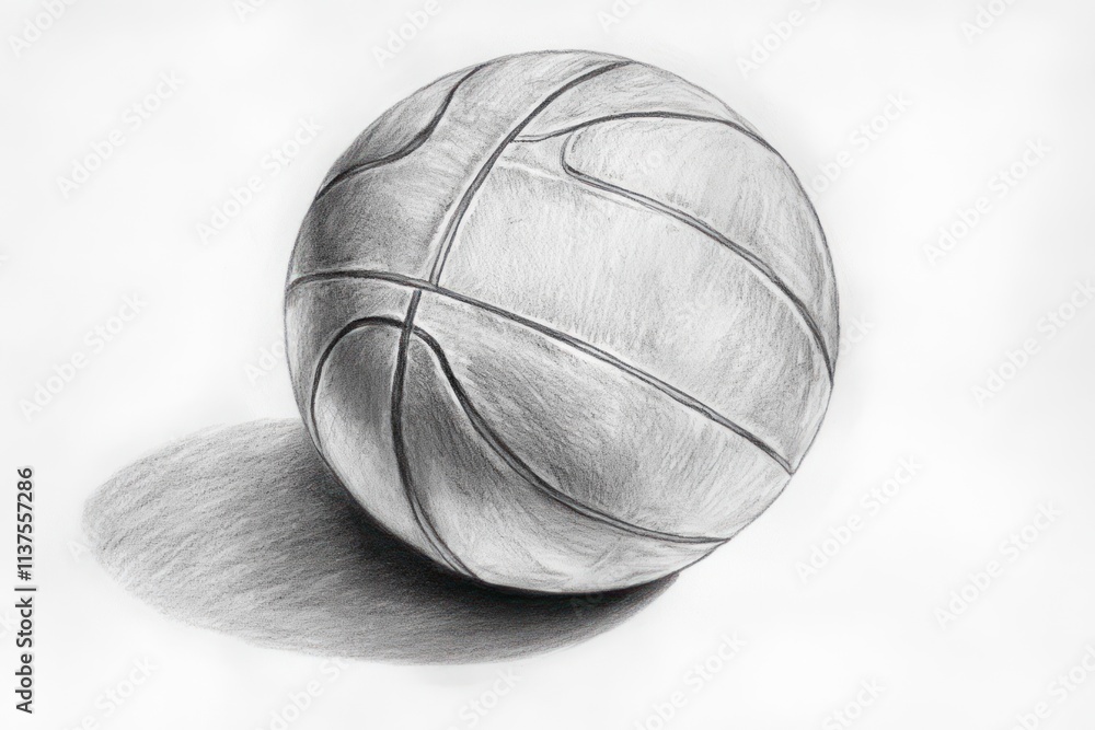 Detailed pencil sketch of a basketball with shadow. Stock Illustration ...