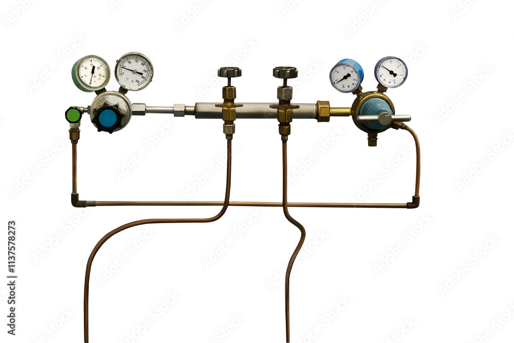 Here you can see a detailed view of a gas pressure regulator that ...