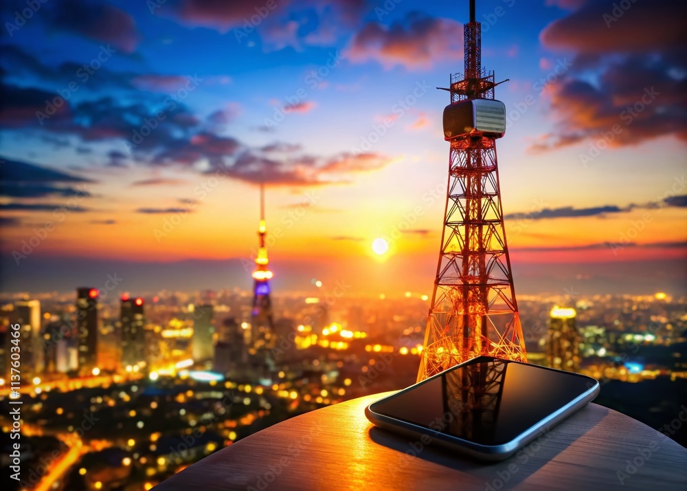 Nighttime Mobile Phone Tower Photography: Stunning Architectural Images ...