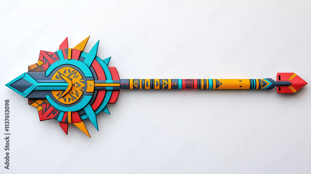 African style shield and spear with colorful cultural patterns. Stock ...