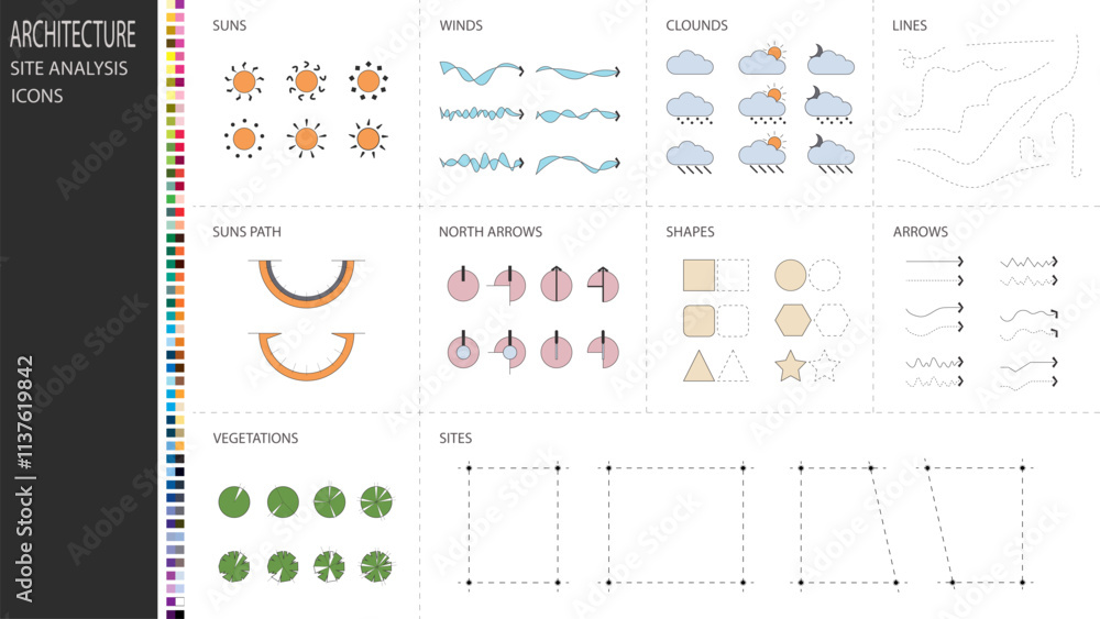 architecture site analysis symbol icon element drawing graphic flat ...
