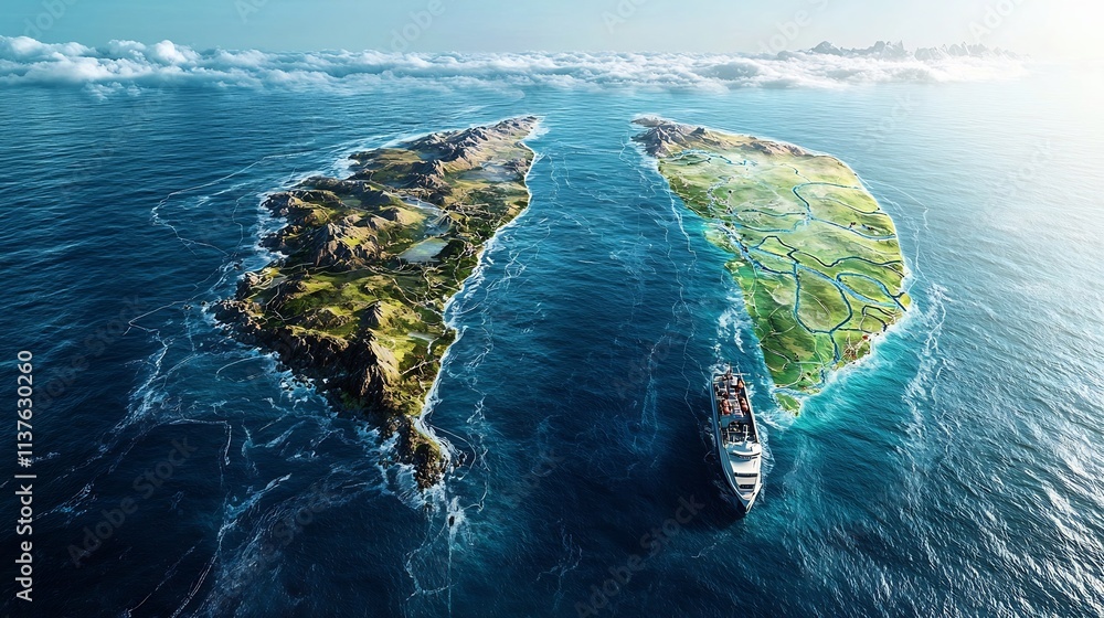 Detailed oceanic resource distribution map overlaid with a virtual twin ...