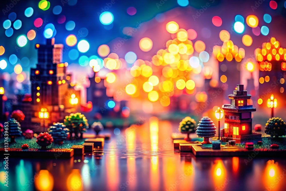 Retro Game Background, Pixel Art Bokeh, 8-bit Blur, Vintage Game ...