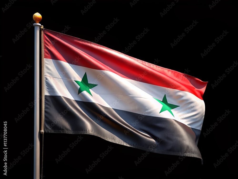 Syrian Flag, Night Photography, National Symbol, Flat Design, White ...