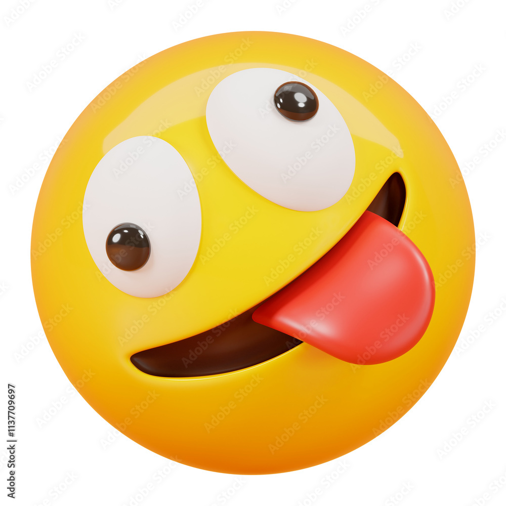 Png crazy face emoji sticker, 3D rendering, transparent background ...