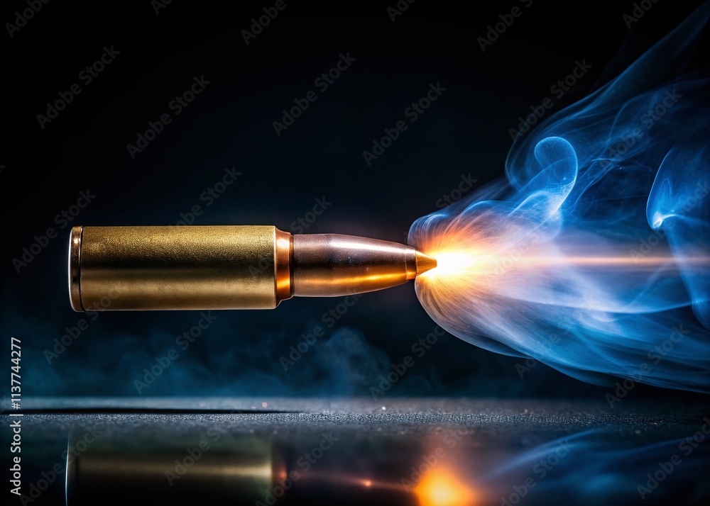 Night Photography Bullet Fired, Gunshot, Firearm Discharge, Dark Scene ...