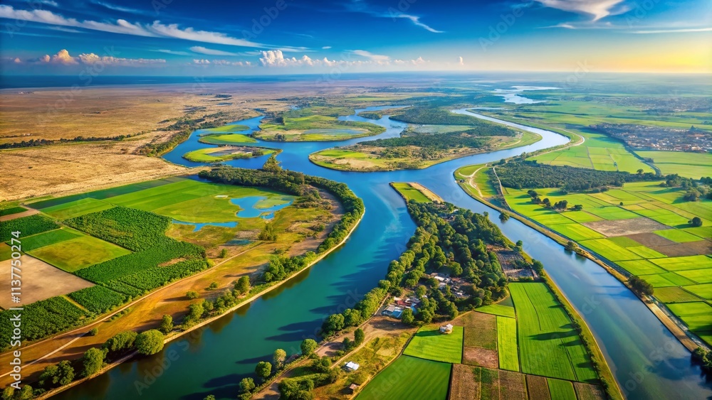 Nile River Delta Map: Aerial View, Satellite Image, Geographic Features ...