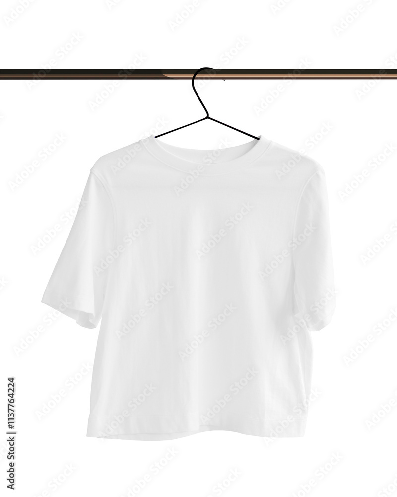 White tee png sticker, hanging on clothing rack in transparent ...