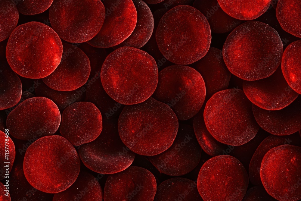 Abstract display of red blood cells in perfect clarity symbolizing the ...