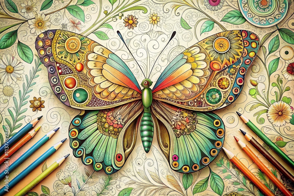 Printable Vintage Butterfly Coloring Pages for Kids: Free Downloadable ...