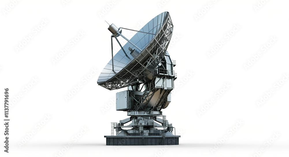 High technology large satellite dish radar or radio telescopes station ...