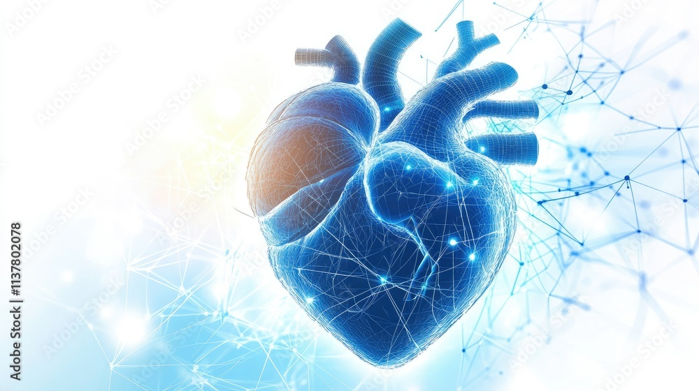 A human heart D illustration, with key regions labeled in bold text ...