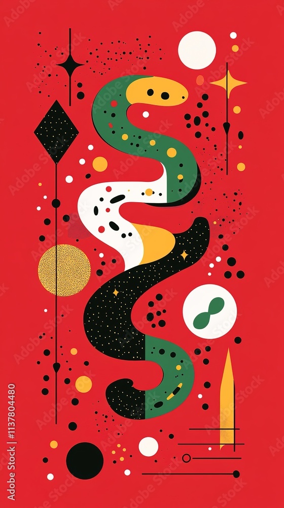 Creative abstract marketing background for the Year of the Snake 2025 ...