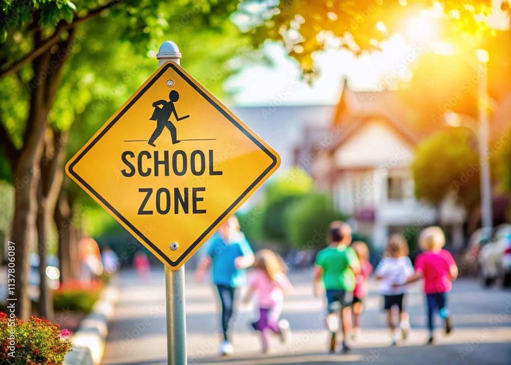 School Zone Road Signs, Bokeh Background, Blurred, Street Photography, Safety, Children ...