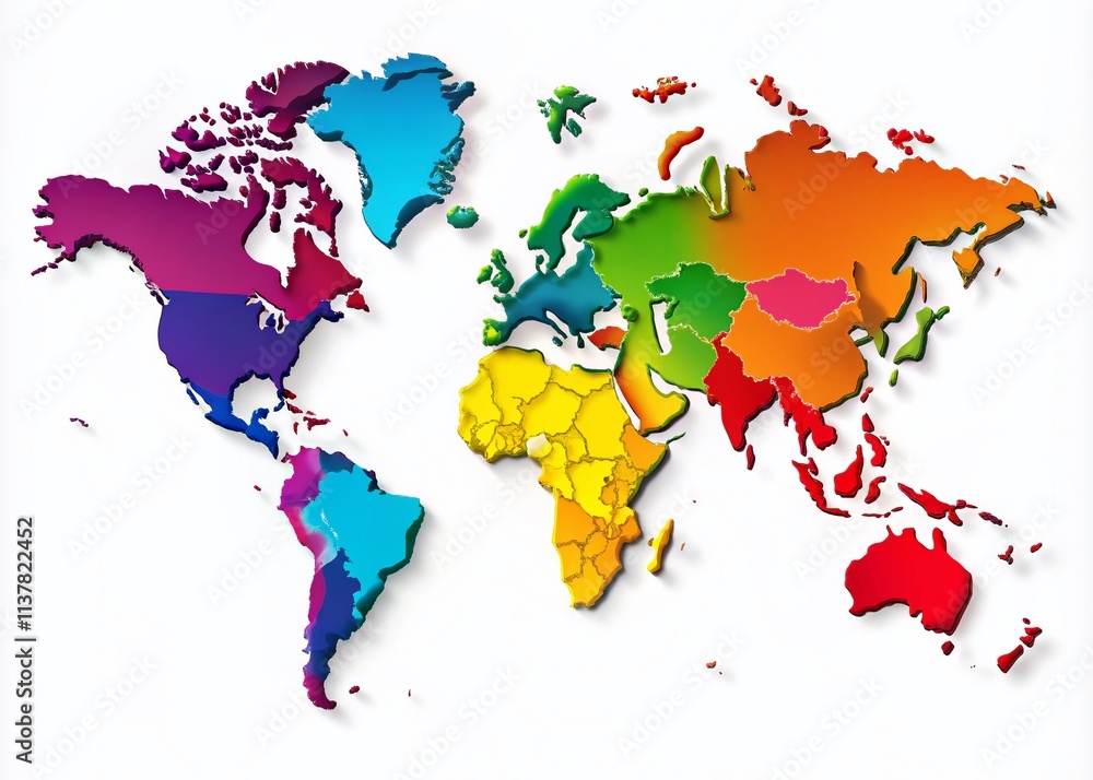 Illustration Stock Simple World Map for Kids, Easy World Map Geography ...