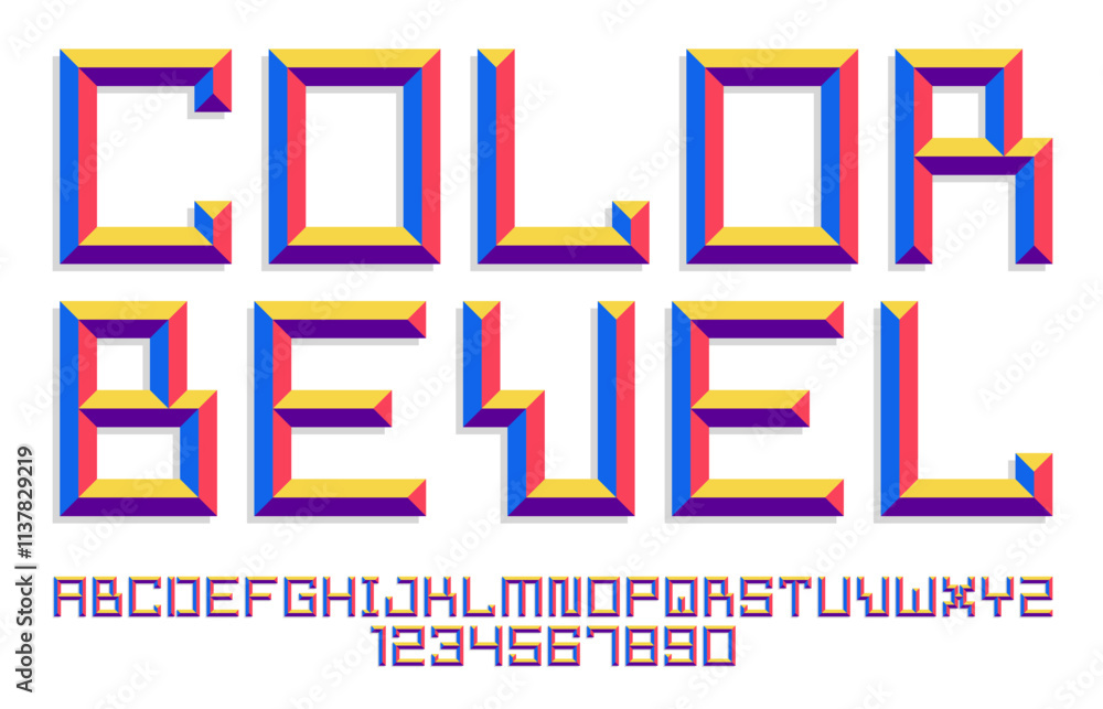 Minimal geometric cyberpunk font with facet effect, vector typeface in ...