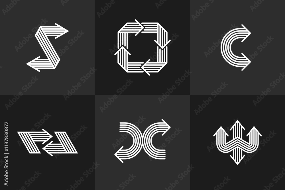 Arrow vector original logos set isolated, pictogram symbol of double ...