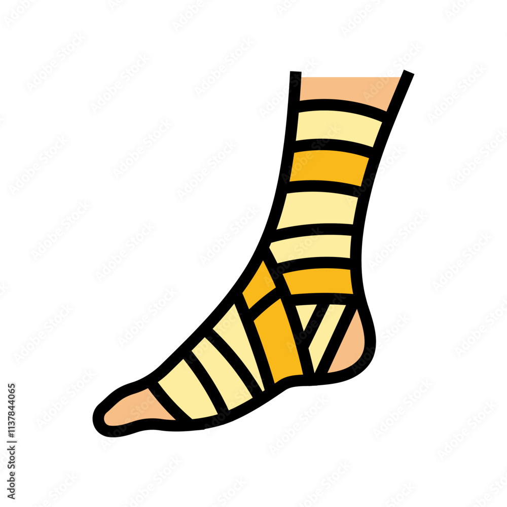 bandaged foot fracture injury color icon vector. bandaged foot fracture ...