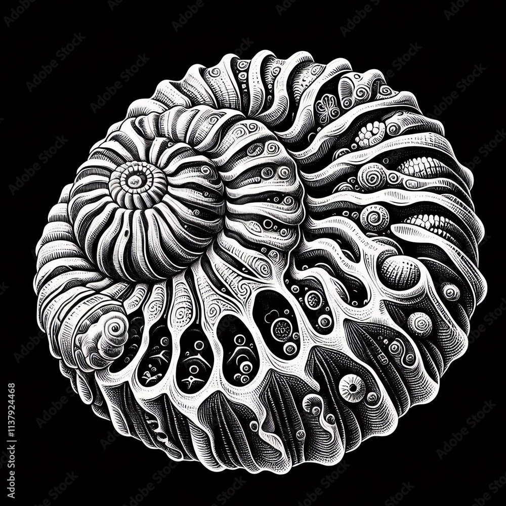 Calcium carbonate shells of foraminifera single celled protists Stock ...