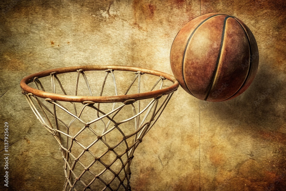 Vintage Basketball Hoop Drawing, Retro Sport Illustration, Old Photo ...