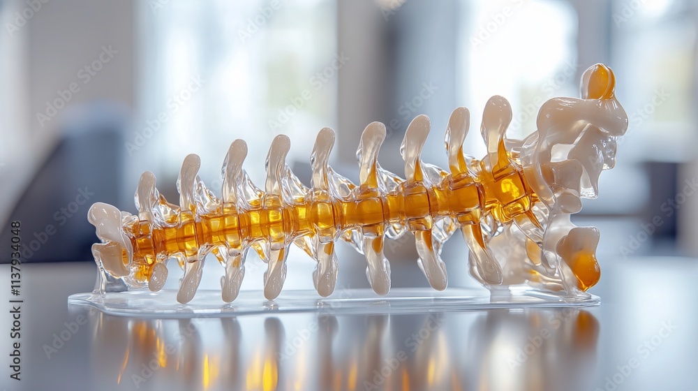 Complete spinal model showcases the cervical, thoracic, lumbar, and ...