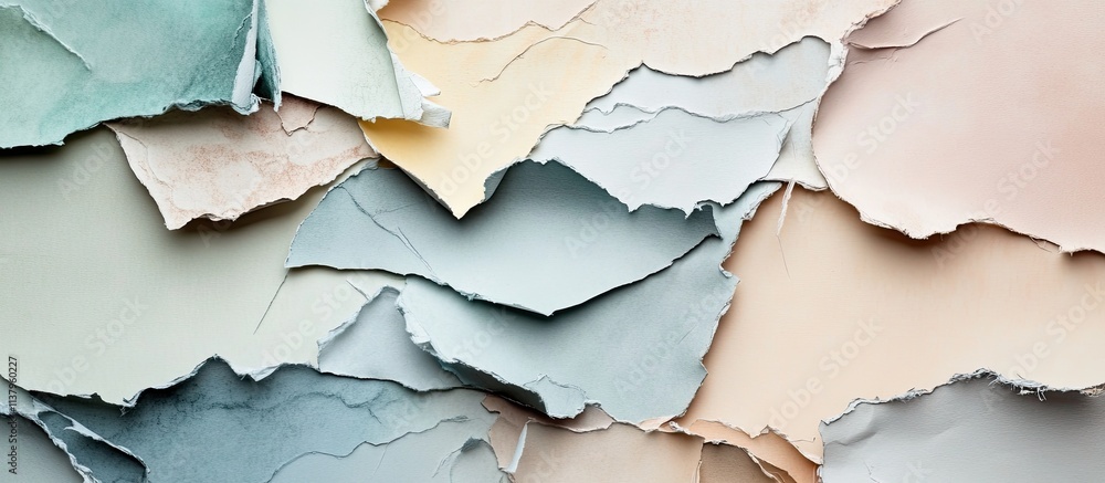 Abstract pastel color palette of layered, torn paper texture. Stock ...