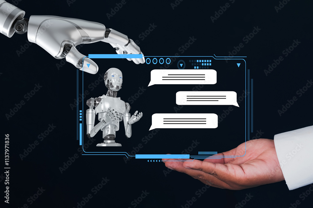 Artificial Intelligence Concept.,Chat bot with ai interface among Human ...