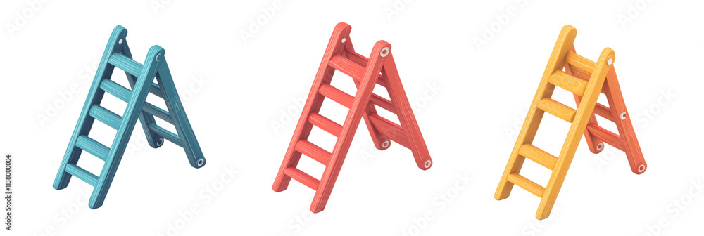 Colorful toy ladders in blue, red, yellow, isolated on transparent ...
