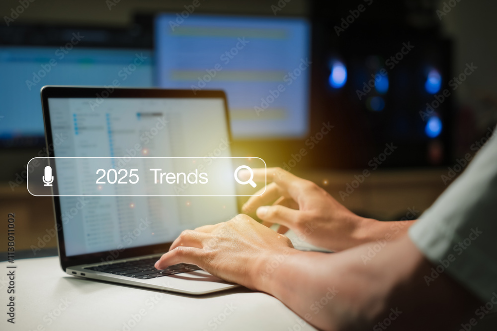 Search engine bar with 2025 trends wording for marketing monitor and ...