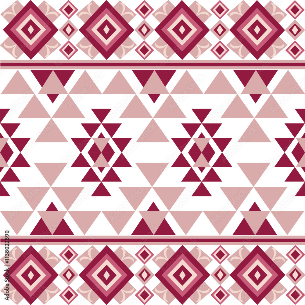 Red, pink, and white geometric vector patterns that are traditional ...