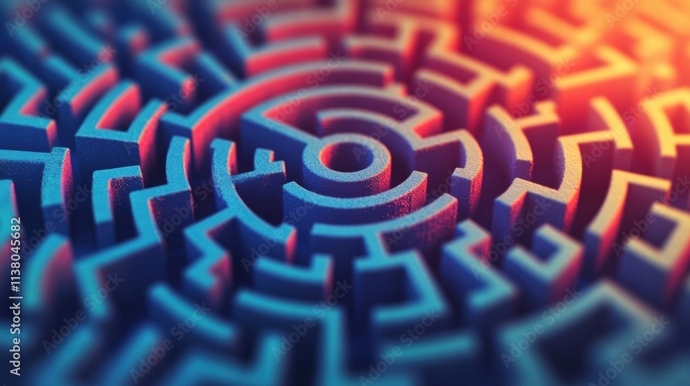 A vibrant, intricate maze design with dynamic colors, inviting ...
