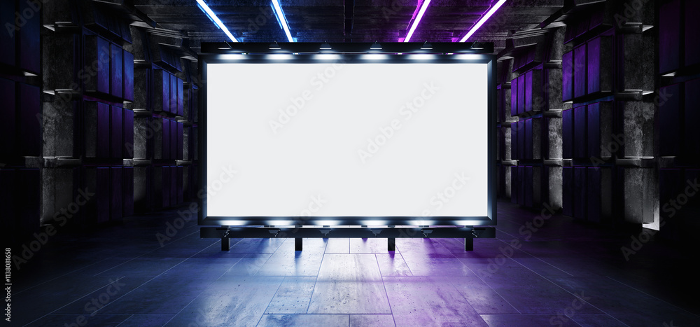 Sci Fi Billboard Modern Cyber Indoor Garage Grunge Hangar Showcase ...