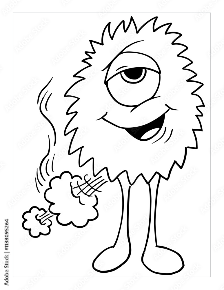 Farting Monster Coloring Page Vector Illustration Art Stock Vector ...