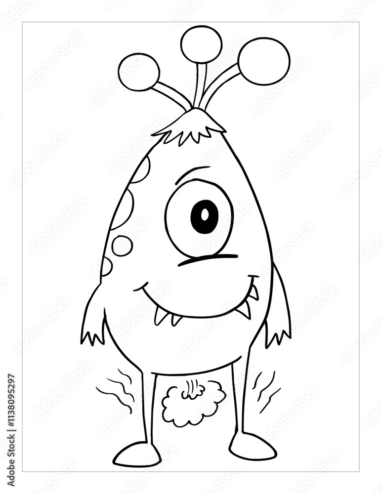 Farting Monster Coloring Page Vector Illustration Art Stock Vector ...