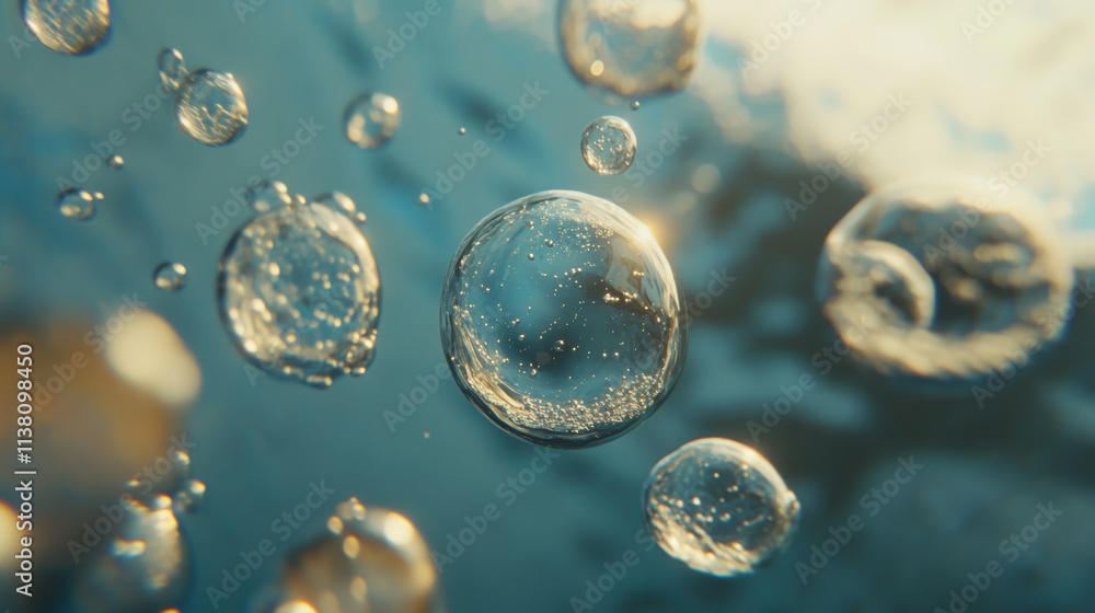 Underwater fizzy bubbles set isolated on transparent background. Vector ...