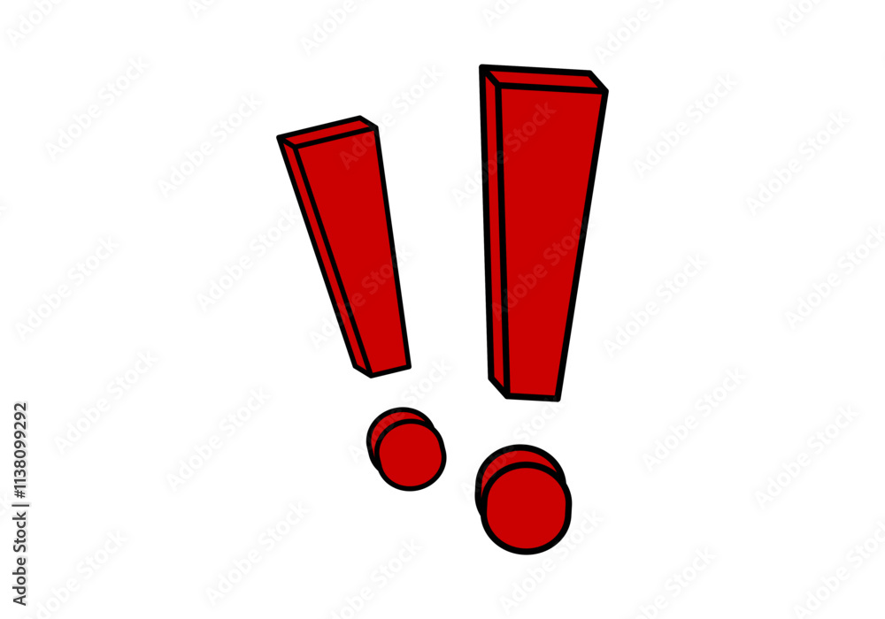 Large red exclamation marks standing side by side, symbolizing urgency ...