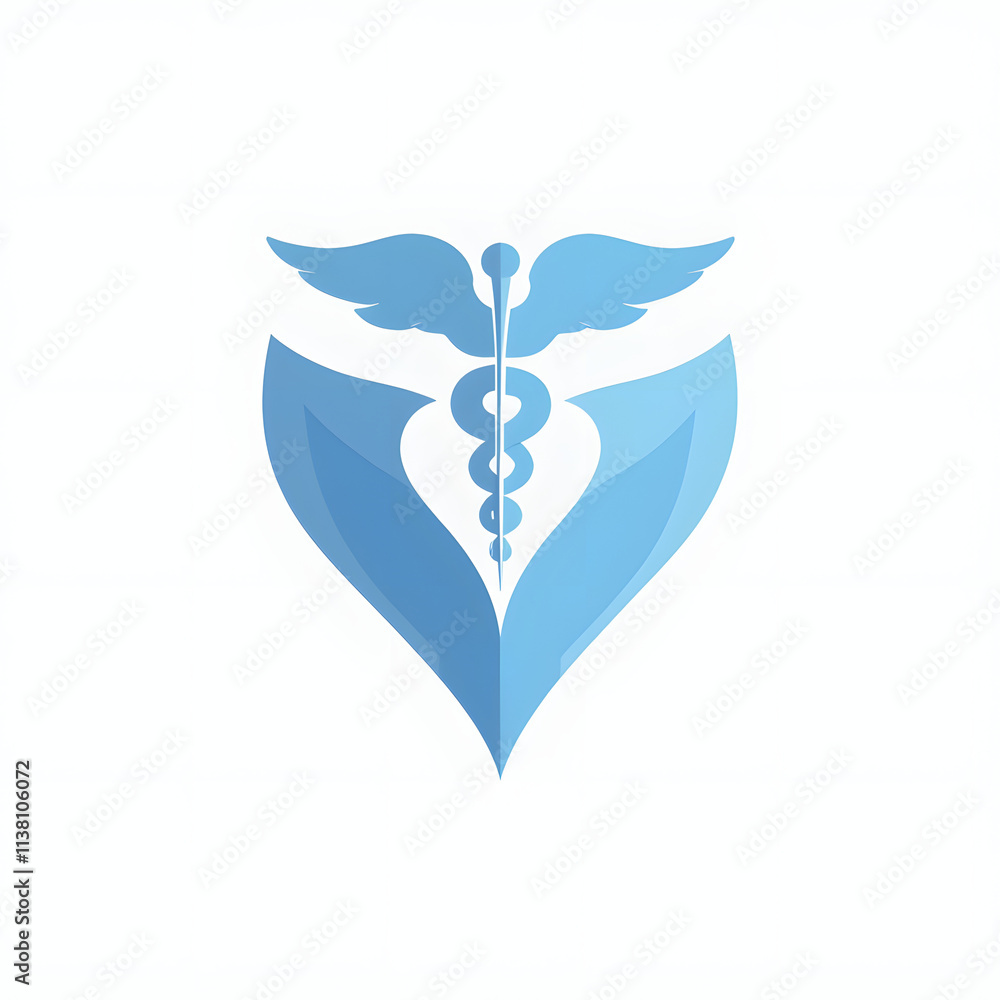 Minimalist Healthcare Logo Featuring Caduceus Symbol in Modern Blue and ...