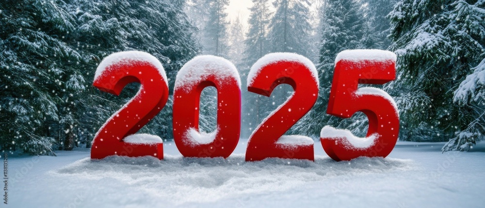 Snowy 2025 New Years Eve Winter Wonderland Scene Stock Illustration ...