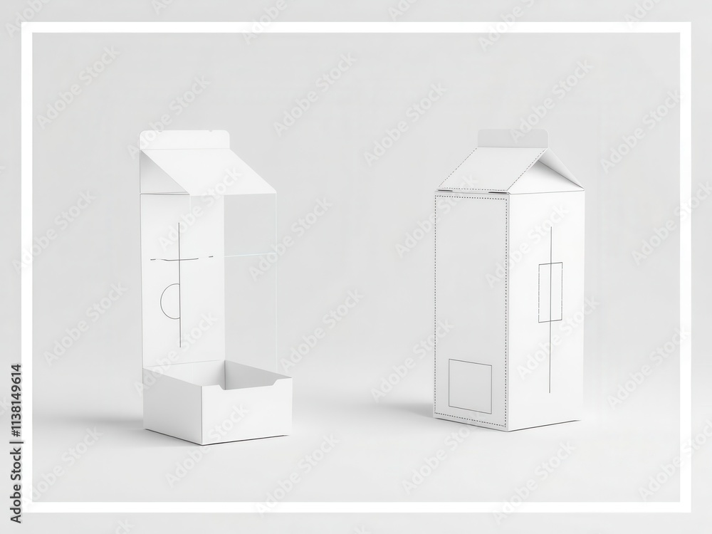 Carton box dieline mockup for bottle packaging with die-cut design and ...