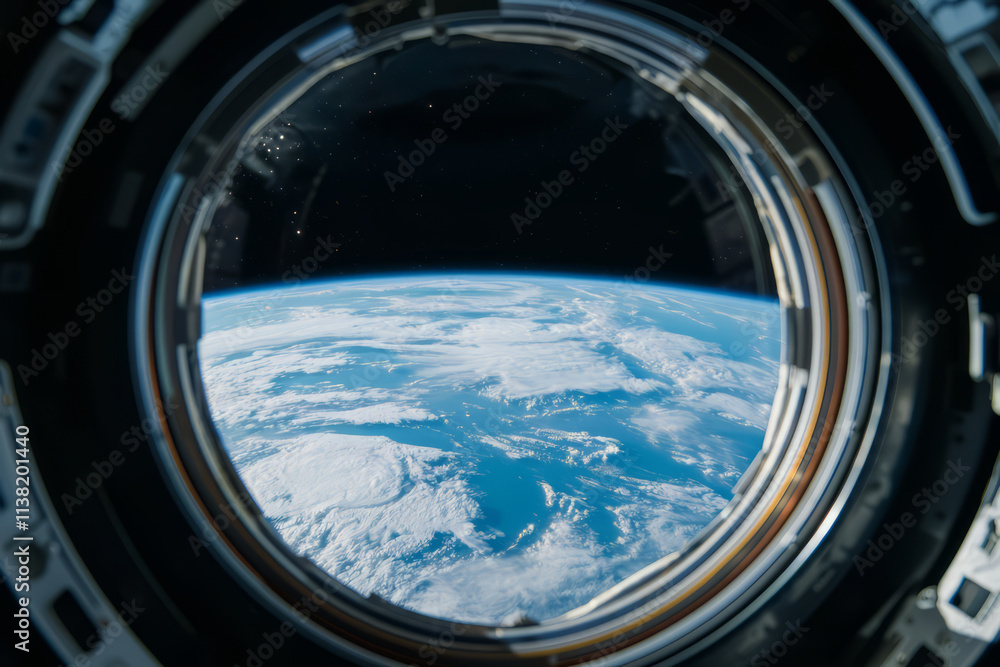 stunning view of Earth from space station window, showcasing clouds and ...