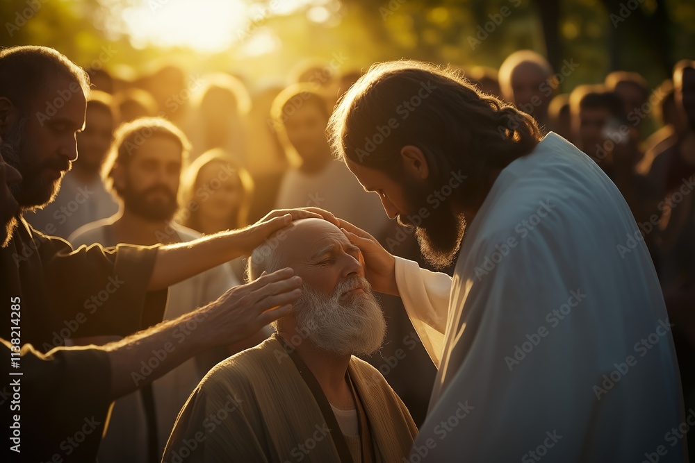 Jesus christ, a central figure in christianity, performs a healing ...