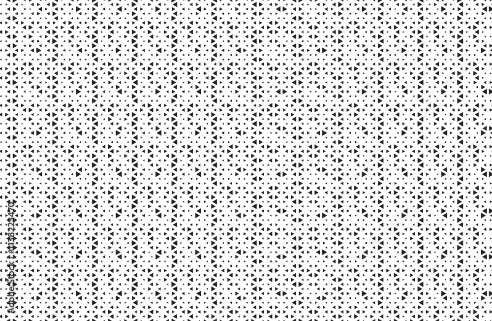 Radial halftone spotted gradient background. Dotted triangular ...