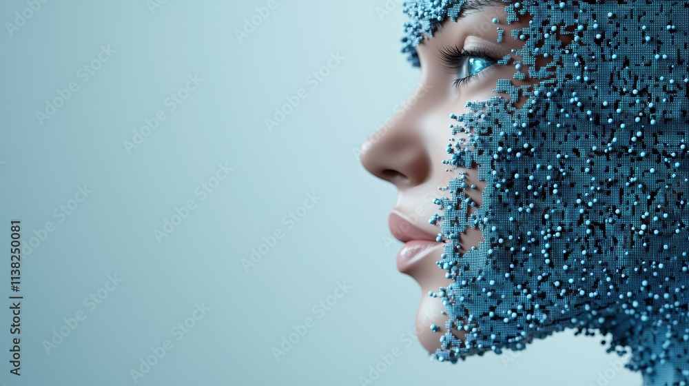 Digital transformation solution adaptability. A futuristic portrait ...
