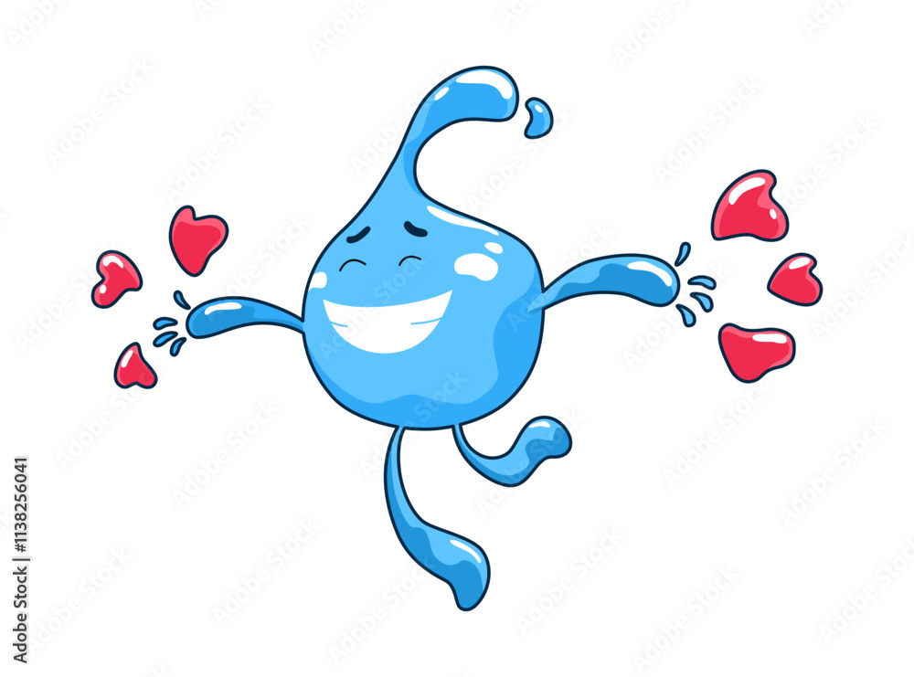 Water drop cartoon character, face emotion. Water character expression ...