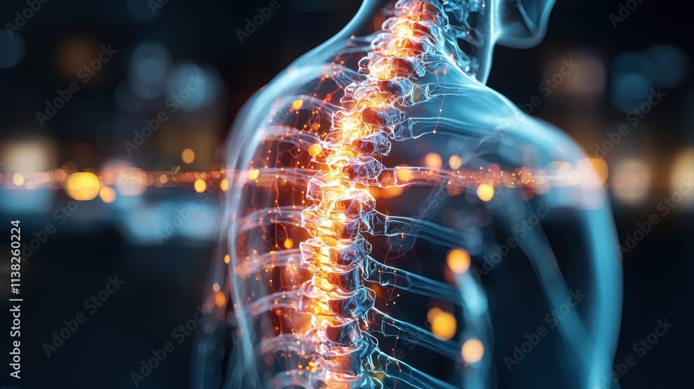 Anatomy of Human Back: Highlighted Spine Illustrating Spine Care ...