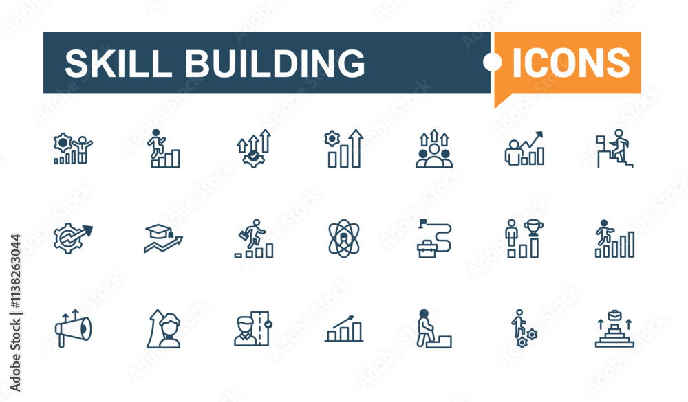 Skill Building vector line icon set. Contains such icons as line ...