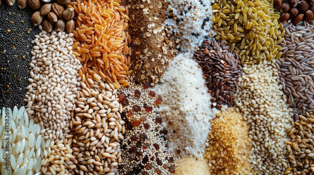 Ancient Grains. Assortment of Healthy Rice and Whole Wheat Foods on ...