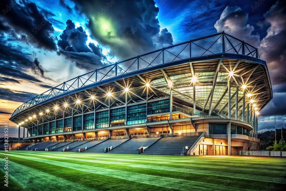Ilustración de Stock Dark Football Stadium Night Photography, Epic ...